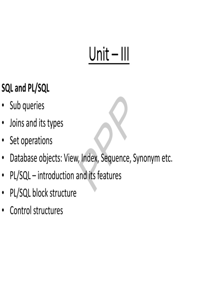 Unit Iii Sql And Pl Sql Pdf Database Index Pl Sql