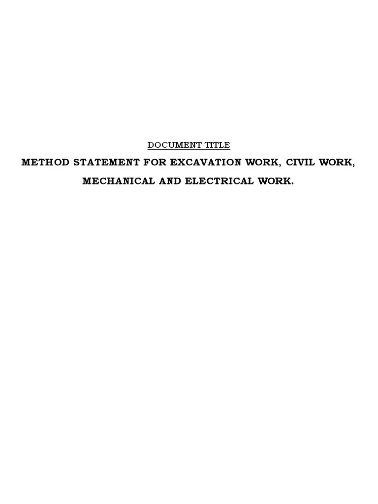 Method Statement For Excavation | PDF | Pumping Station | Civil Engineering