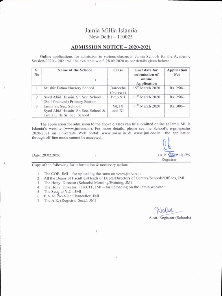 Admission Notice School 2020february28 | PDF