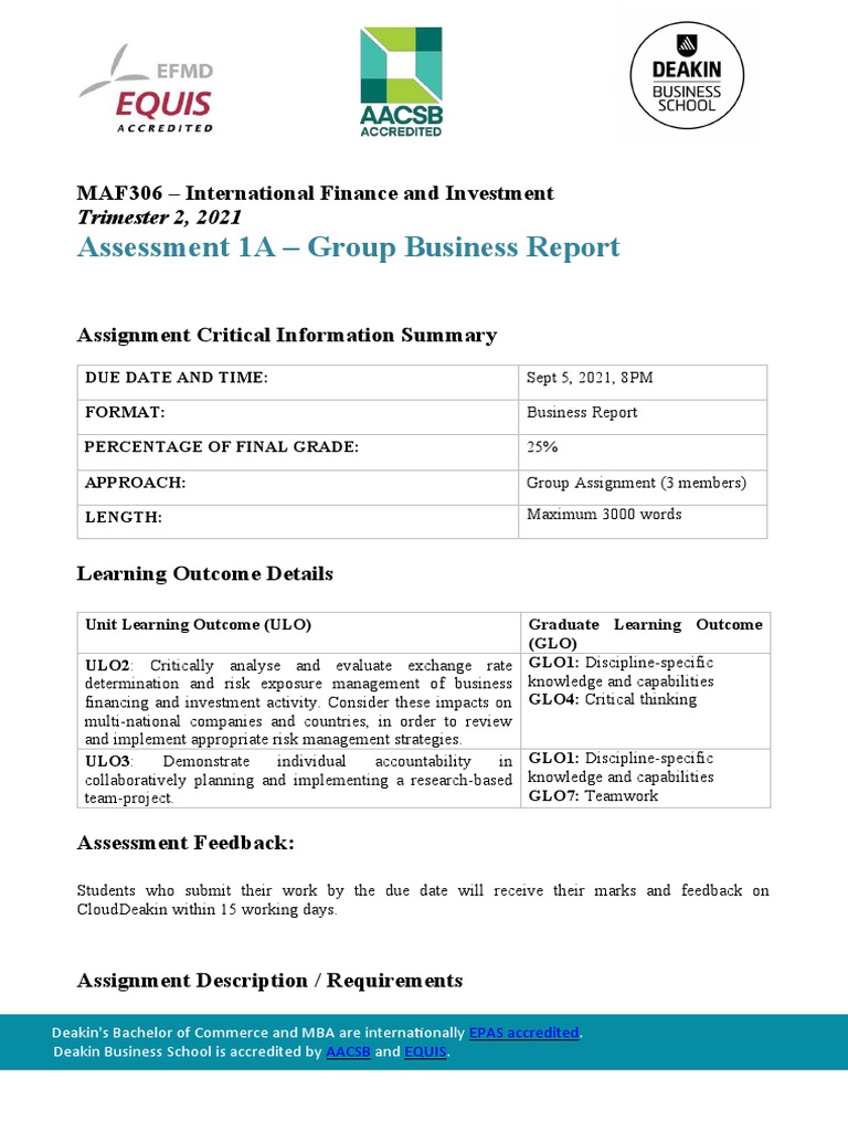 MAF306 Assessment 1 - Group Assignment Part A - T2 - 2021 | PDF | Risk ...