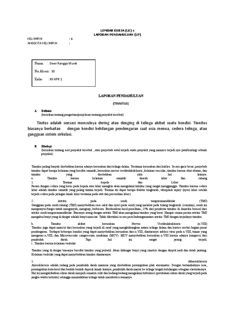 Penyebab dan Penanganan Tinnitus | PDF