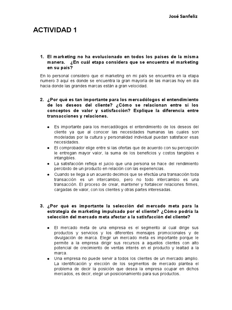 Actividad 1 Unidad 1 | PDF | Marketing | Producto (Negocio)