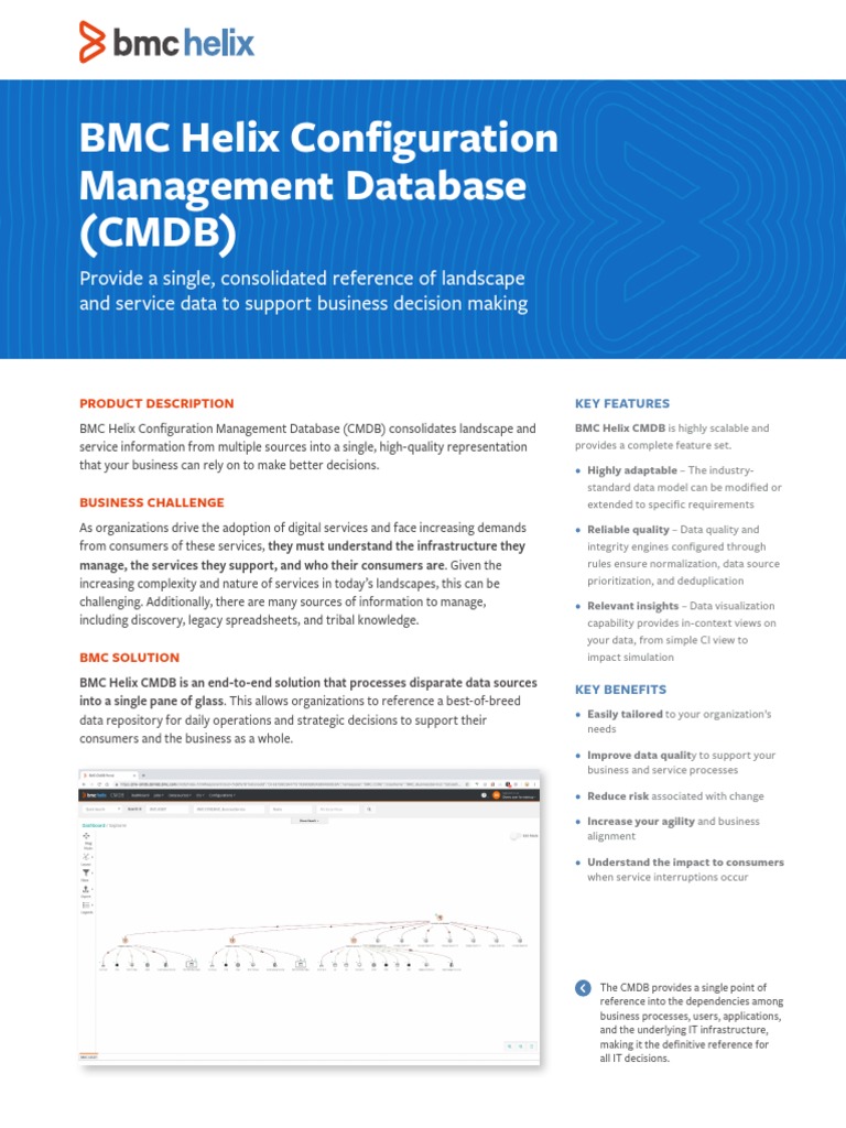 BMC Helix CMDB - Datasheet | PDF | Data | Data Quality