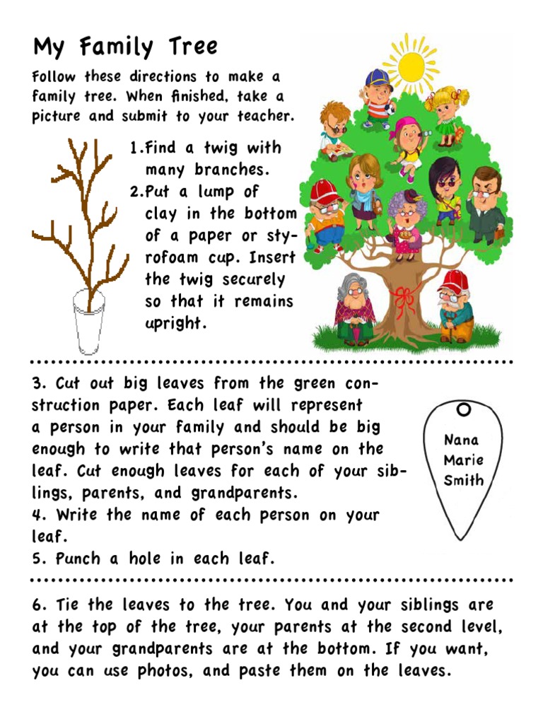 My Family Tree: Follow These Directions To Make A Family Tree. When ...