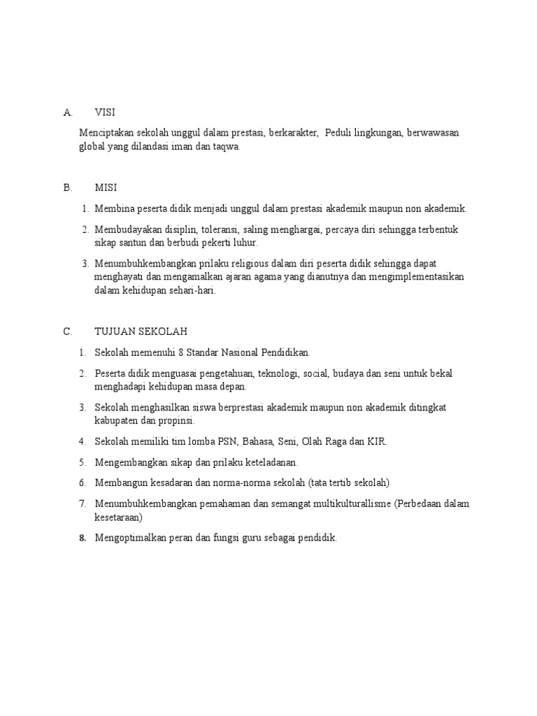 Visi, Misi Sman 1 Dedai | PDF