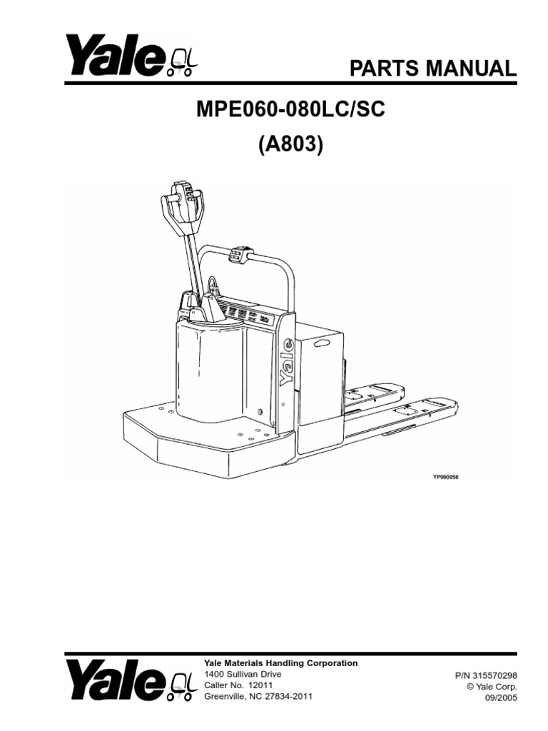 Parts Manual MPE060-080LC/SC (A803) : Yale Materials Handling ...