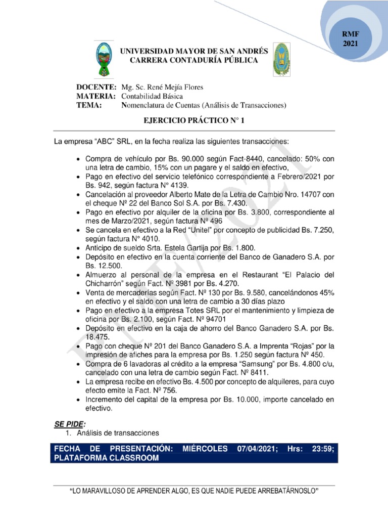 Pract 1 - Analisis Transacc 2021 - Aro Mayta Boris Omar | PDF