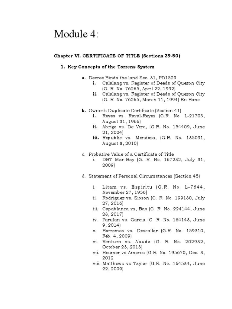 Certificate of Title in Torrens System | PDF | Common Law | Natural ...