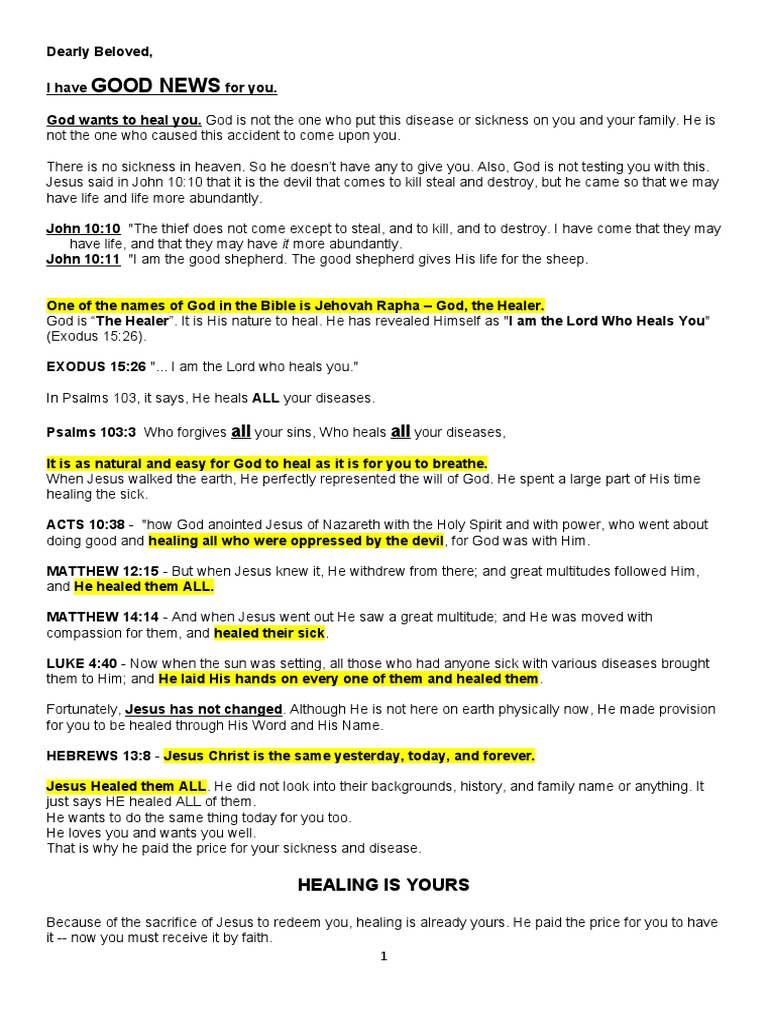 Healing Letter | Download Free PDF | Faith Healing | Jesus