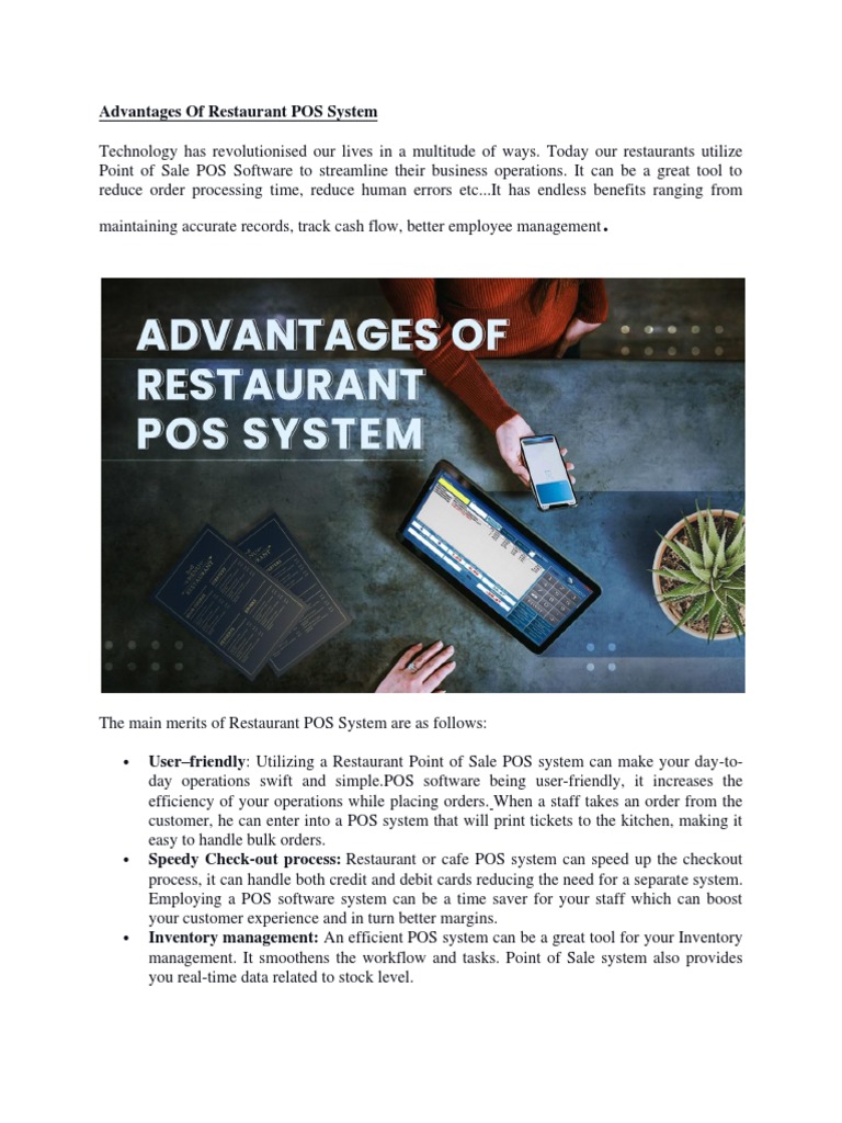 Advantages of Restaurant POS System | PDF