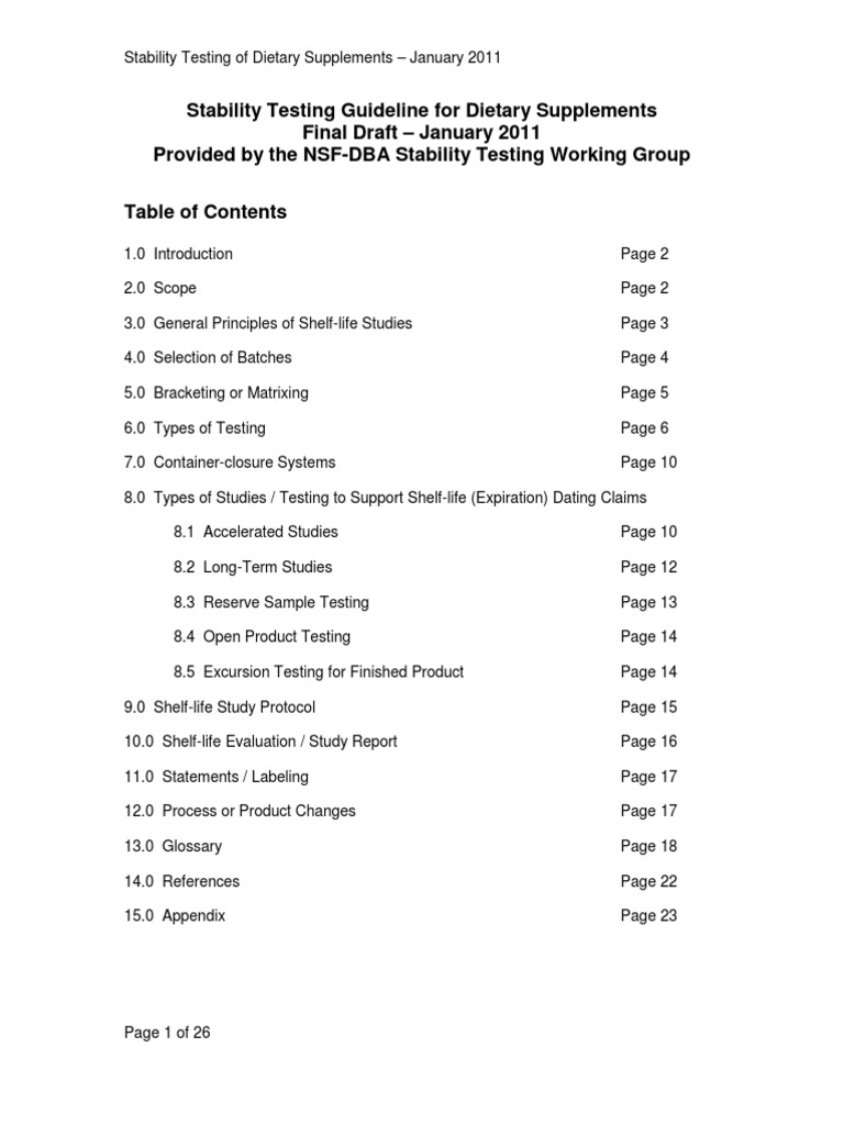 Supplement Stability Guidelines | PDF | Shelf Life | Dietary Supplements