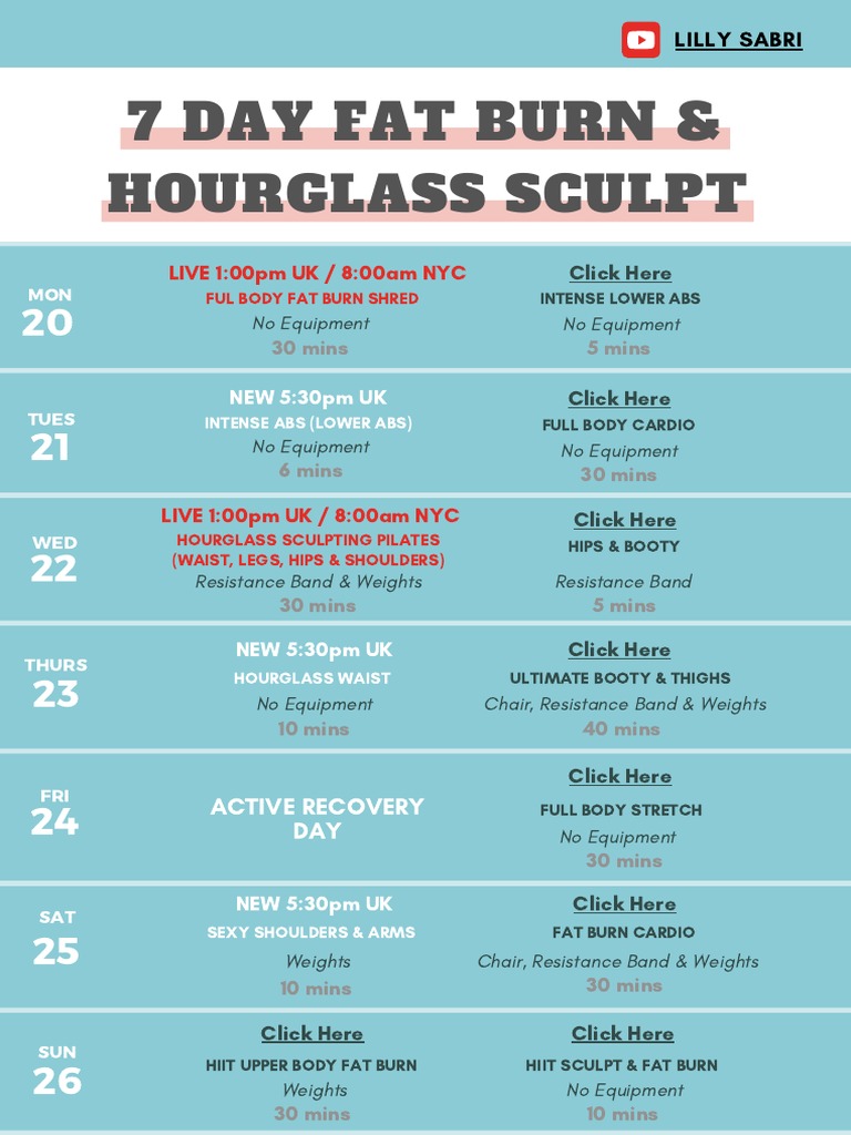 Lilly Sabri's 7-Day Hourglass Workout | PDF