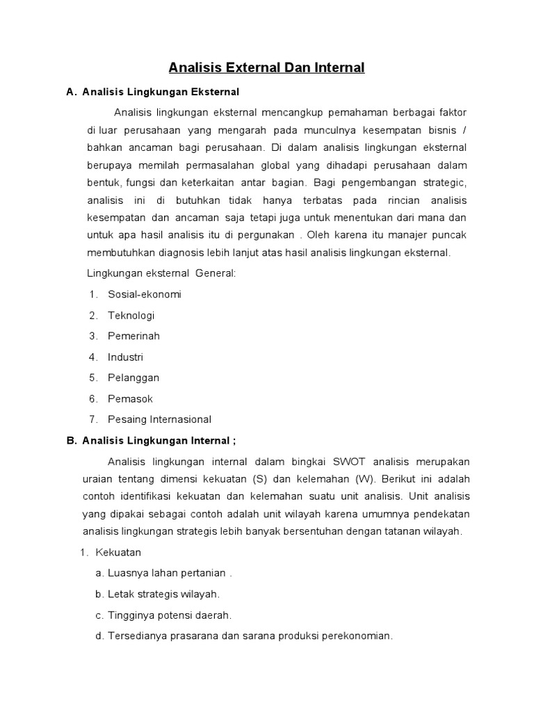 Ringkasan Analisis External Dan Internal | PDF