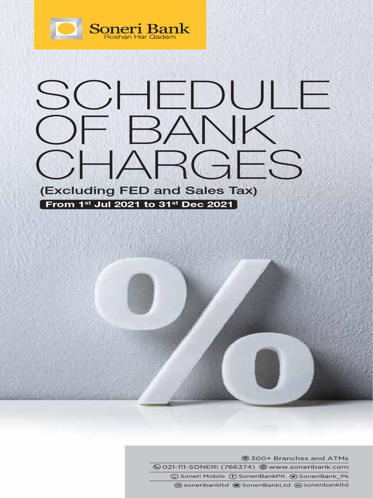 Schedule of Bank Charges: (Excluding FED and Sales Tax) | PDF | Banks | Fee