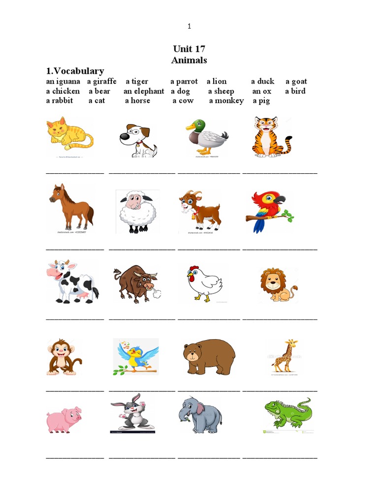 Grade 1 Unit 17 Animals New | PDF | Domesticated Animals | Animals And ...