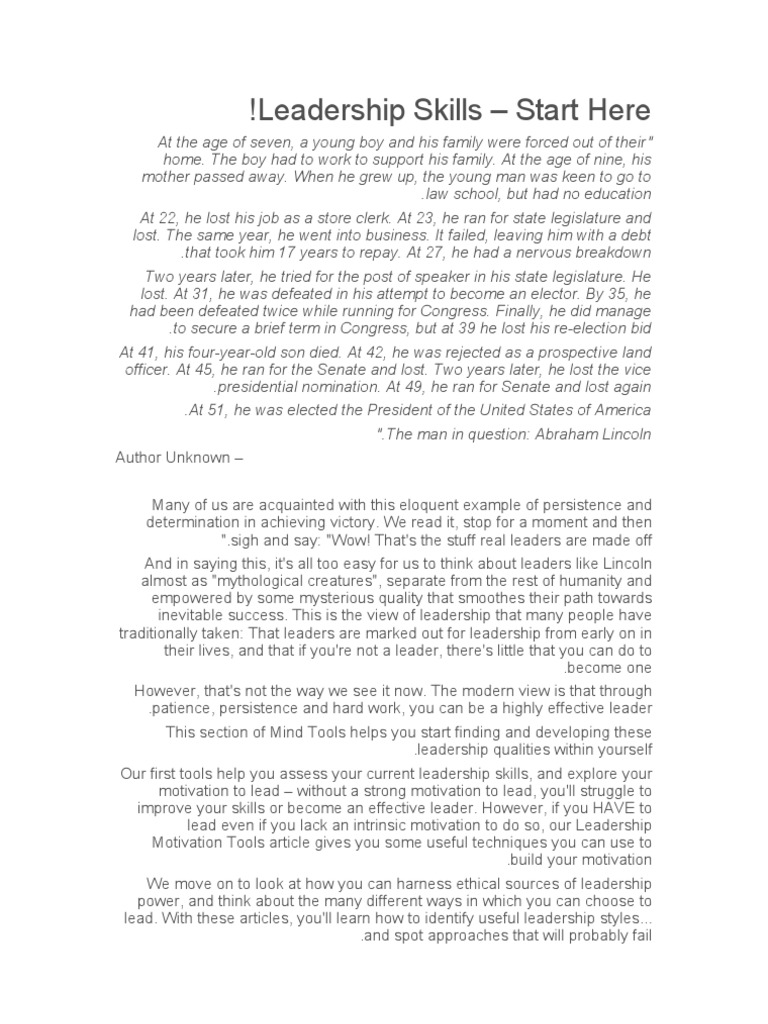 Leadership Skills | PDF | Leadership | Motivation