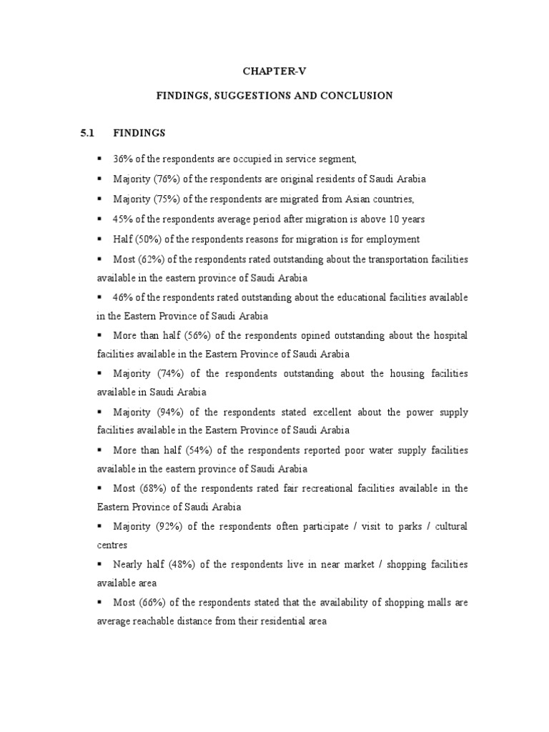 Chapter-V Findings, Suggestions and Conclusion | PDF | Saudi Arabia ...