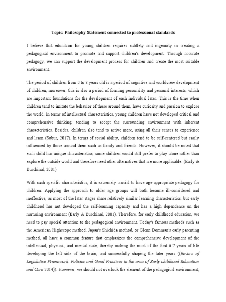 Early Childhood Education Philosophy | PDF | Early Childhood Education | Pedagogy