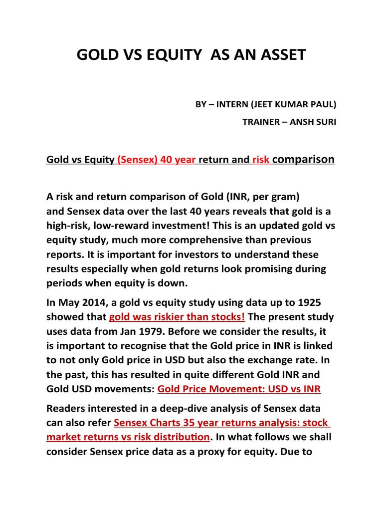 Gold vs Equity: 40-Year Analysis | PDF
