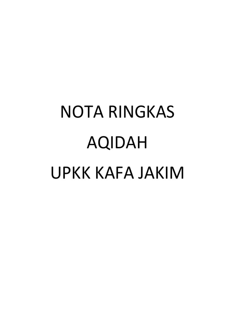 Nota Ringkas Aqidah Tahun 5 UPKK | PDF