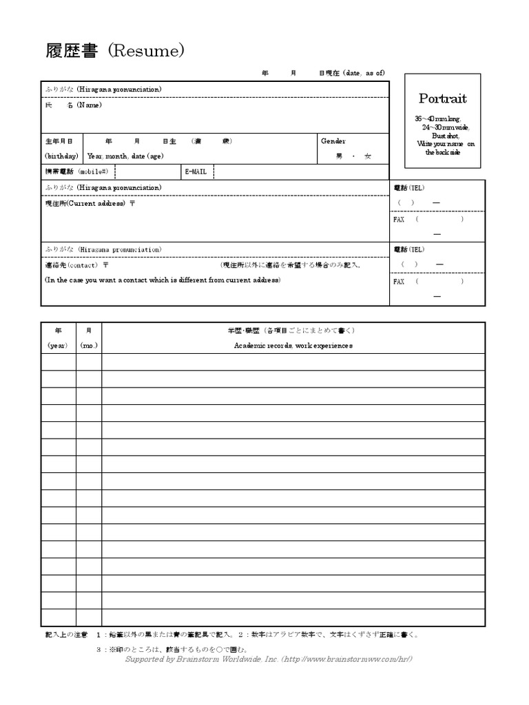 (DOC) Japanese Resume Format-1 | PDF