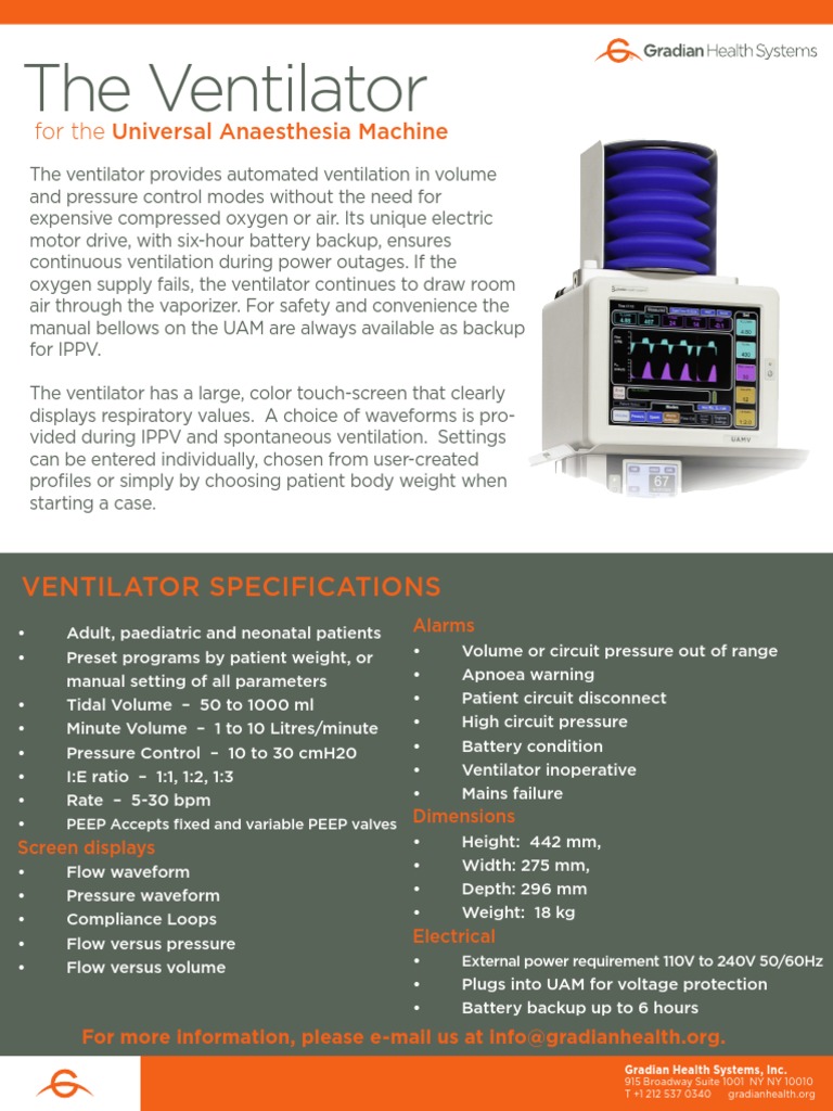 Ventilator Spec Sheet | PDF | Electrical Engineering | Manufactured Goods