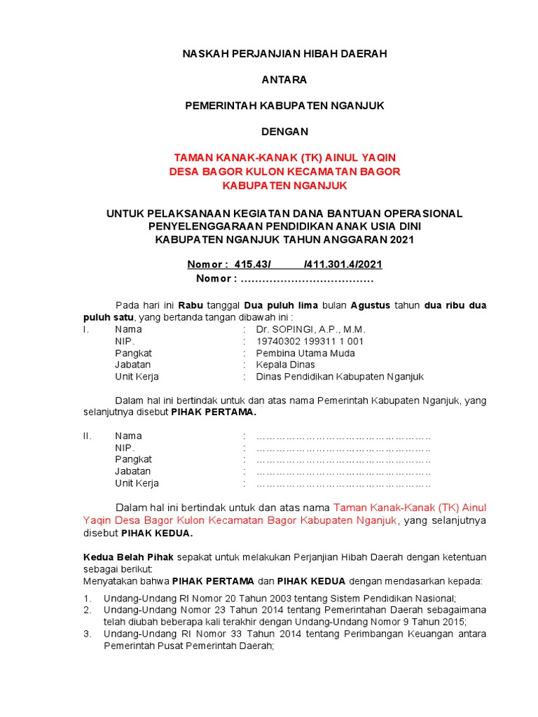 NPHD Bop Paud Tahap I | PDF