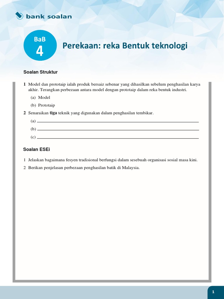 Latihan Tajuk Reka Bentuk Teknologi | PDF