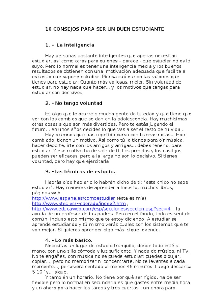 10 Consejos para Ser Un Buen Estudiante | PDF