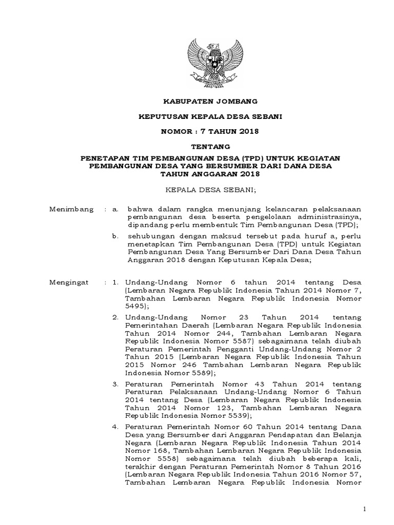 07 SK TPD Dana Desa | PDF