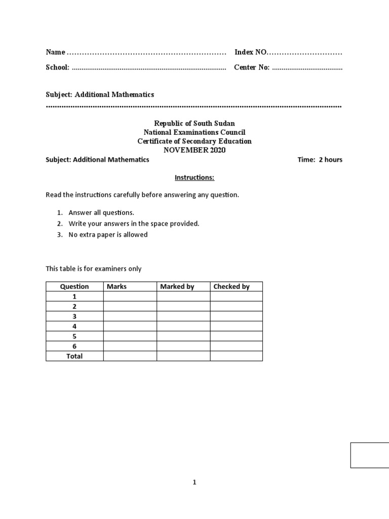 Additional Mathematics 2020 | PDF | Mean | Standard Deviation