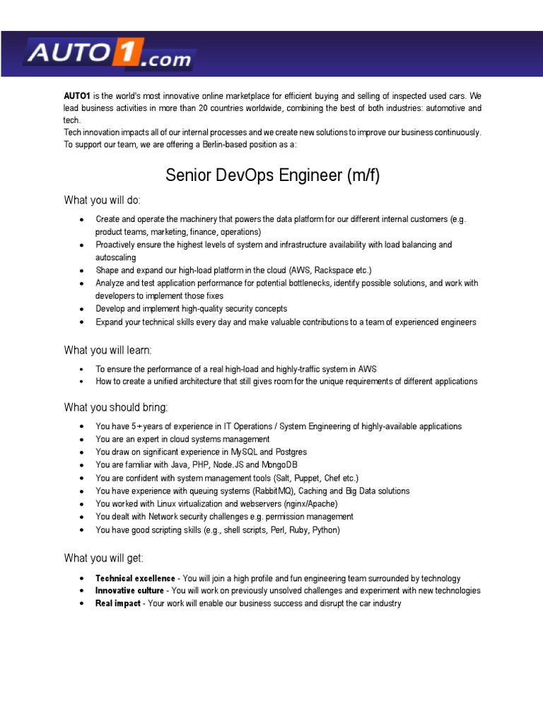 Senior DevOps Engineer | PDF | Cloud Computing | Software Engineering