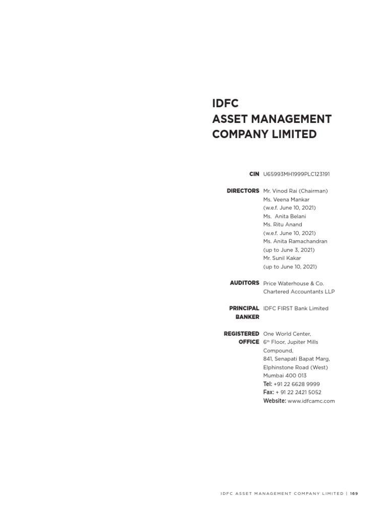 IDFC-AMC 2021 Annual-Report | PDF | Internal Control | Audit