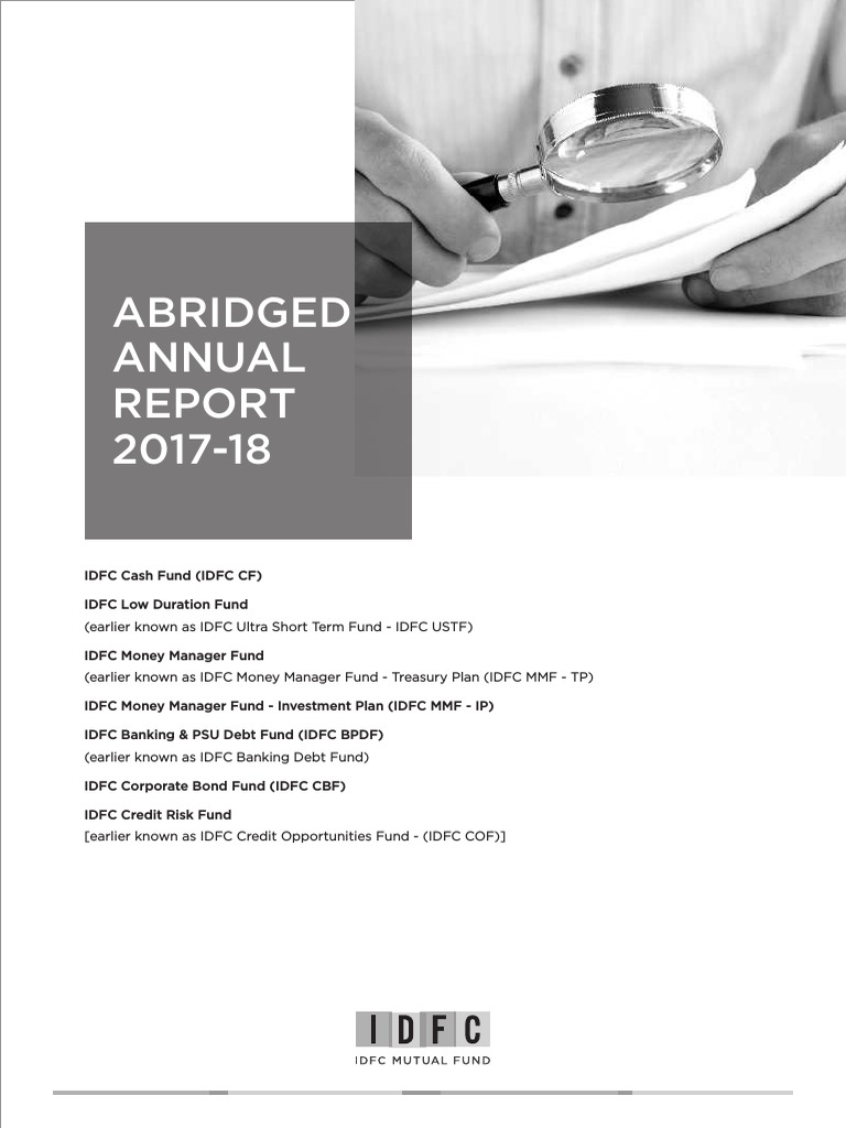 IDFC AMC Abridged Annual Report 2017-18 | PDF | Audit | Accounting