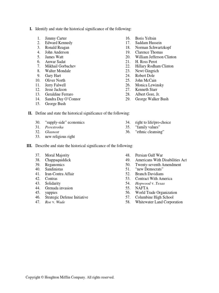 II. Define and State The Historical Significance of The Following | PDF ...