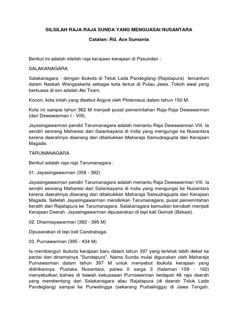 SILSILAH RAJA-raja Pasundan | PDF