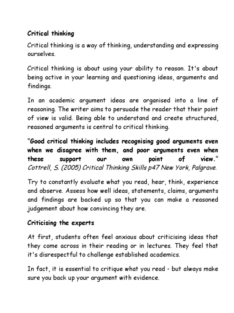 LAN 1220-Critical Thinking | PDF | Argument | Critical Thinking