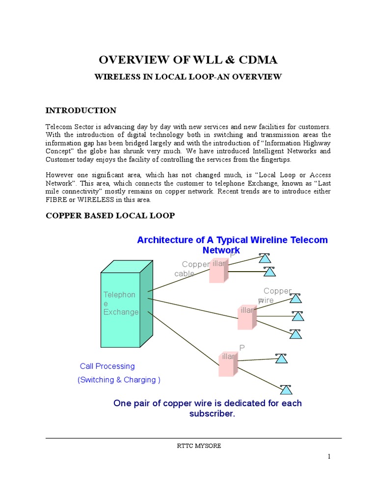 Overview of WLL & Cdma: Wireless in Local Loop-An Overview | PDF | 3 G ...