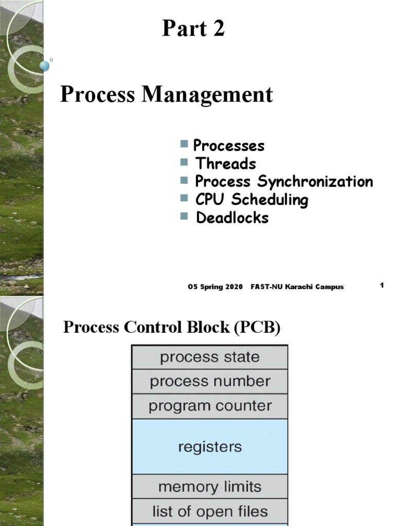 Process Management: Processes Threads Process Synchronization CPU Scheduling Deadlocks | PDF ...