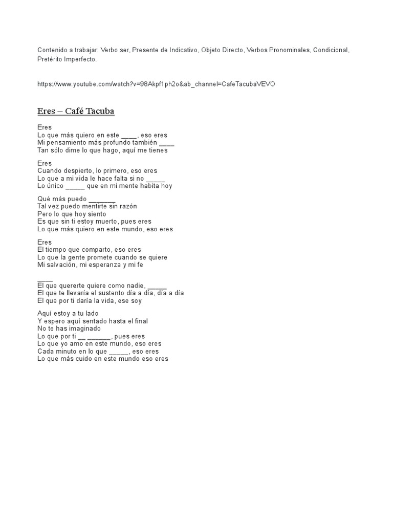 Eres - Café Tacuba | PDF