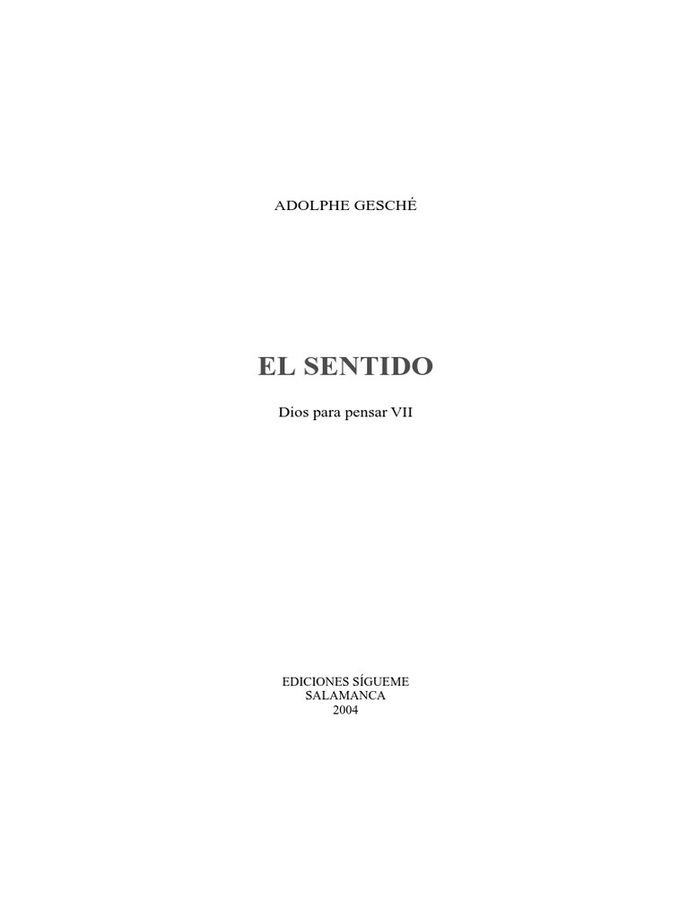 ADOLPHE GESCHÉ EL SENTIDO. Dios para Pensar VII | PDF | Gracia en el ...