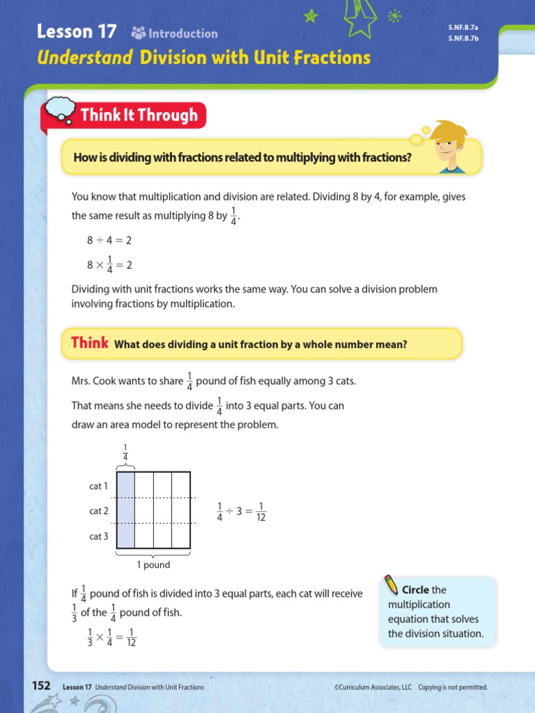 Grade 5, Lesson 17 - Understand Division With Unit Fractions | PDF ...