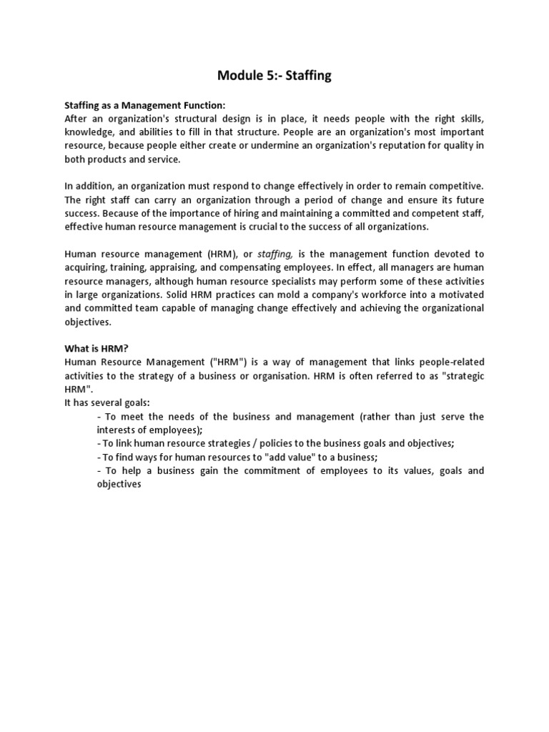 Module 5 - Staffing | Download Free PDF | Human Resource Management ...