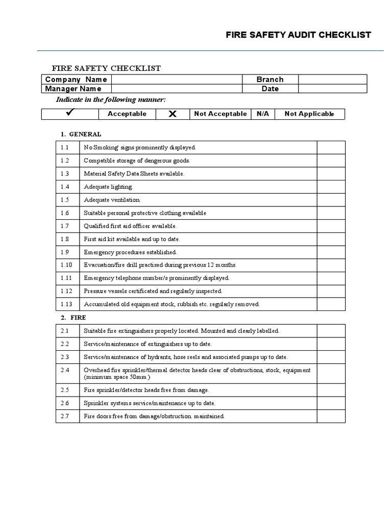 Fire Safety Checklist | PDF | Fire Safety | Fire Sprinkler System
