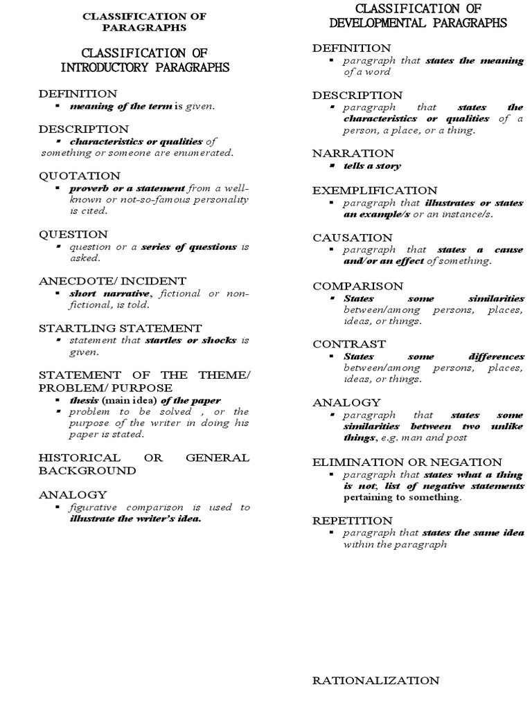 Classification of Paragraph | PDF | Question | Psychological Concepts