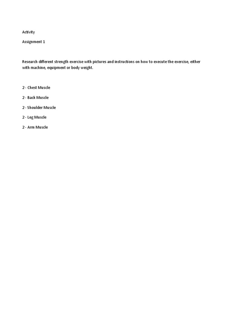 Week 7 Assignment - Jennylyn Cortel - Strength Exercise | PDF | Human ...