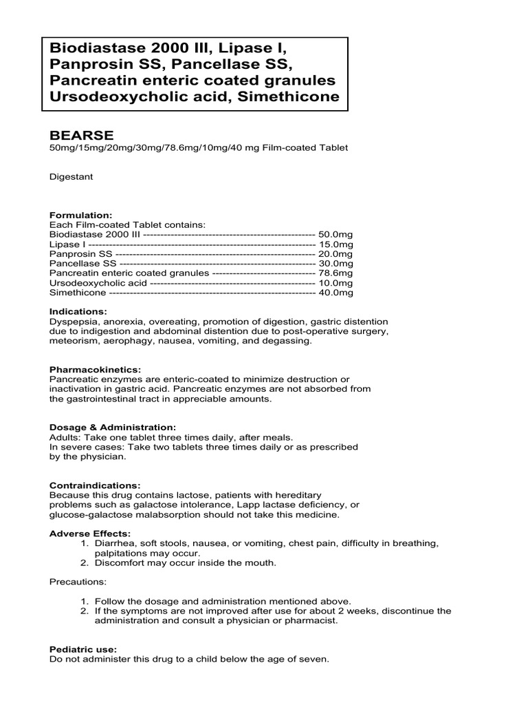 Bearse Tablet Insert | PDF | Tablet (Pharmacy) | Clinical Medicine