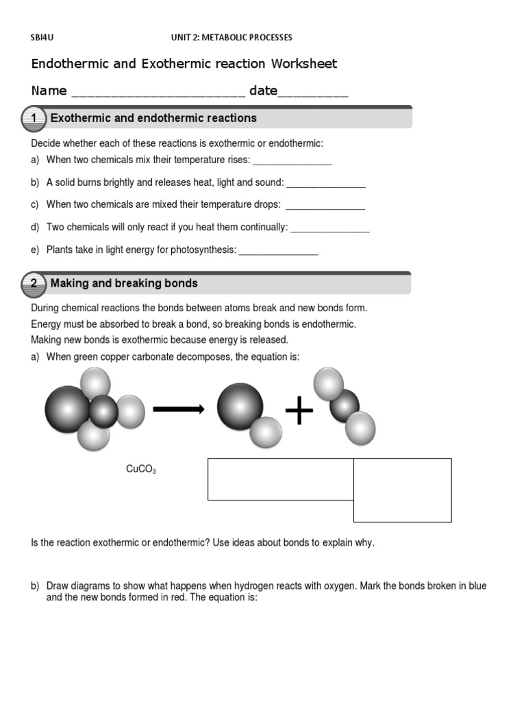 Lesson 1 - Reactions Energy Worksheet | PDF | Chemical Reactions | Heat