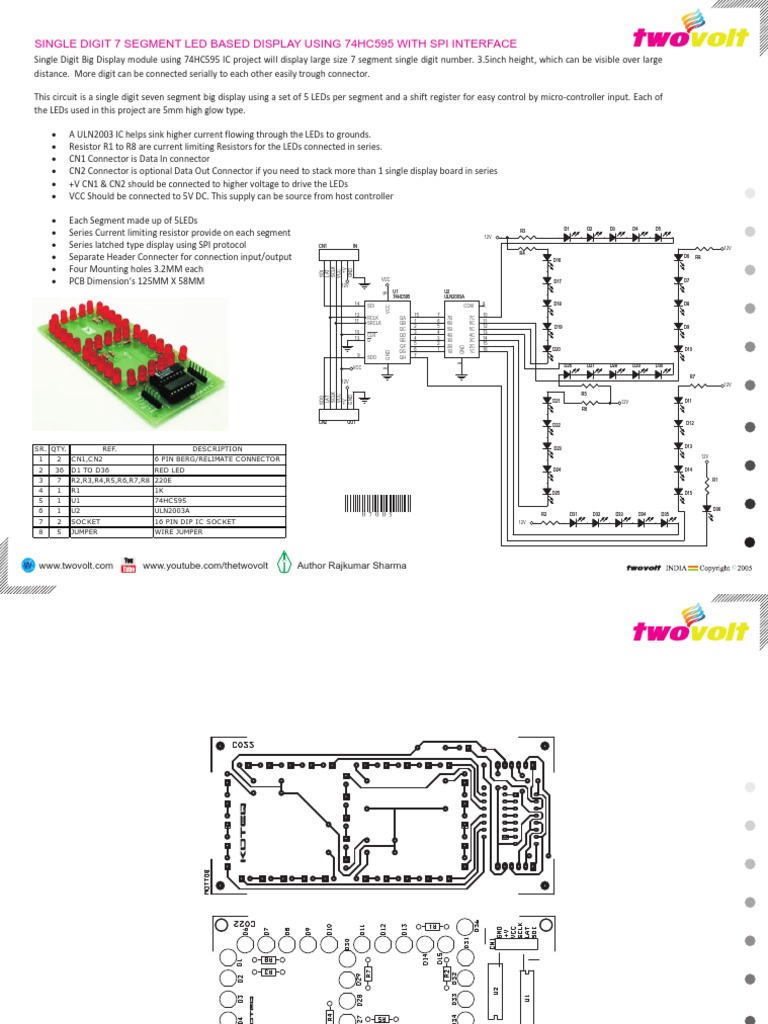 7 Segment Led Based Spi Display Using 74hc595 Pdf Light Emitting Diode Electronic Circuits 