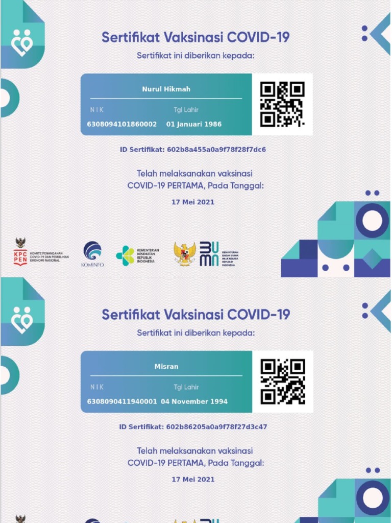 Kumpulan Sertifikat Vaksin | PDF